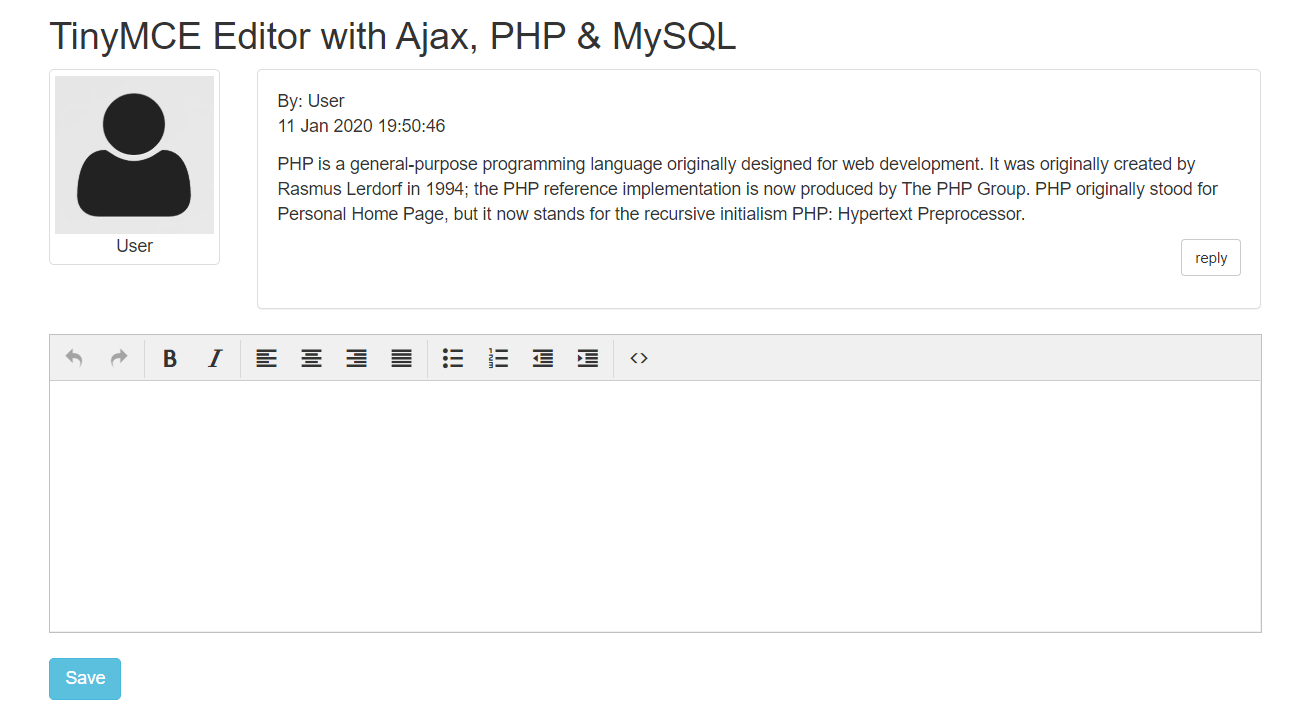 Save TinyMCE Editor Content with PHP & MySQL – Coderszine Save TinyMCE Editor Content with PHP & MySQL – Coderszine